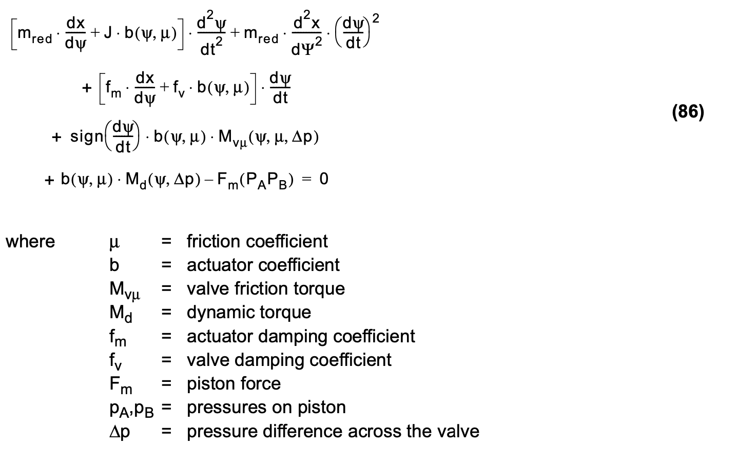 Flow control manual - Mathematical simulation of control valve